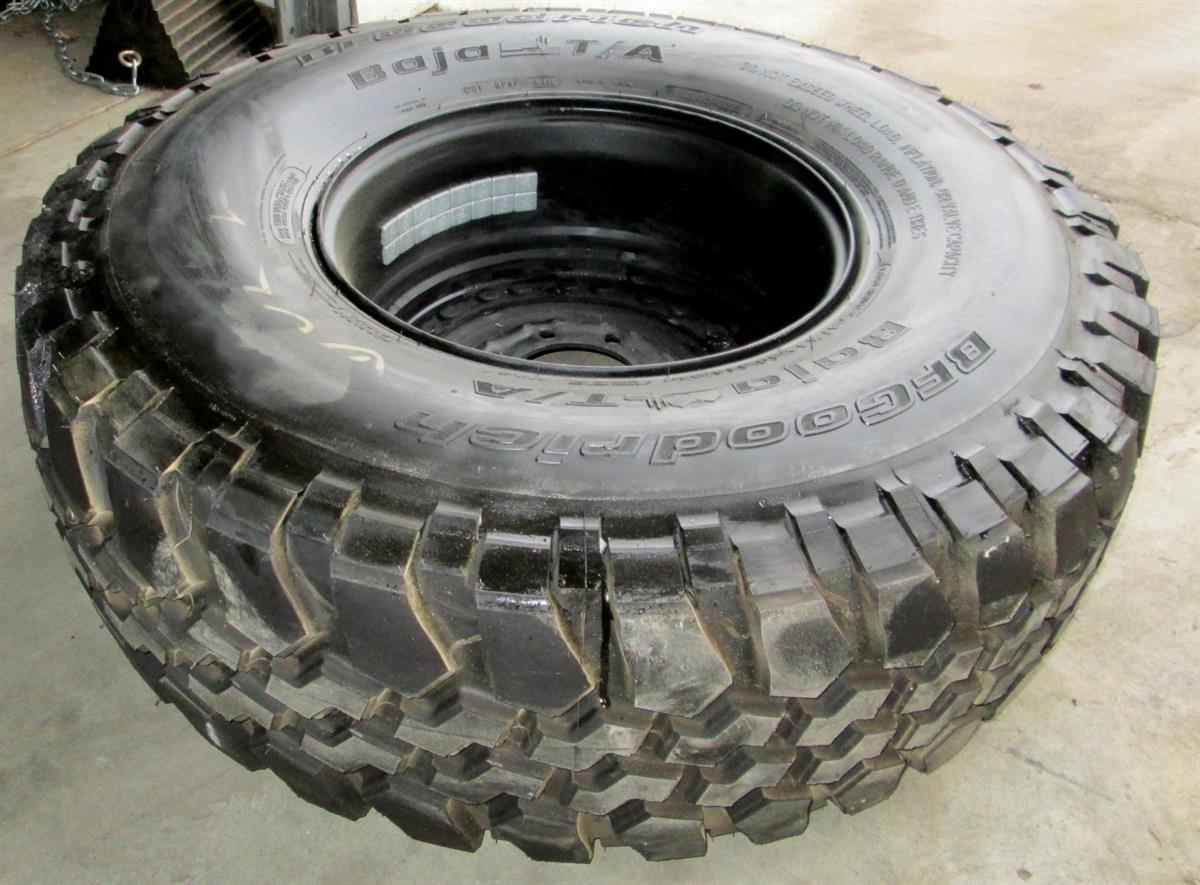BF Goodrich Baja T/A 37X12.50R16.5LT Radial Tire Mounted on 24 Bolt Rim 100% Tread HMMWV